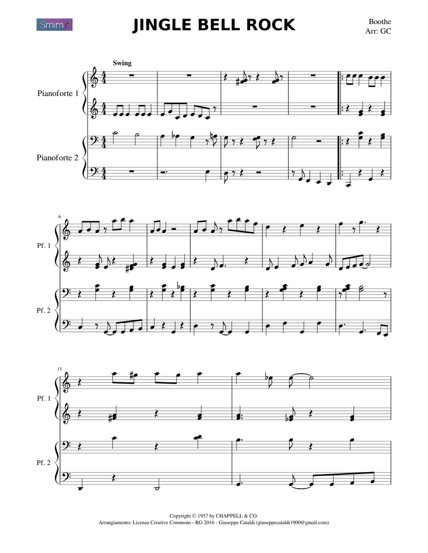Jingle Bell Rock (Boothe) Sheet music for Piano (Piano Four Hand ...