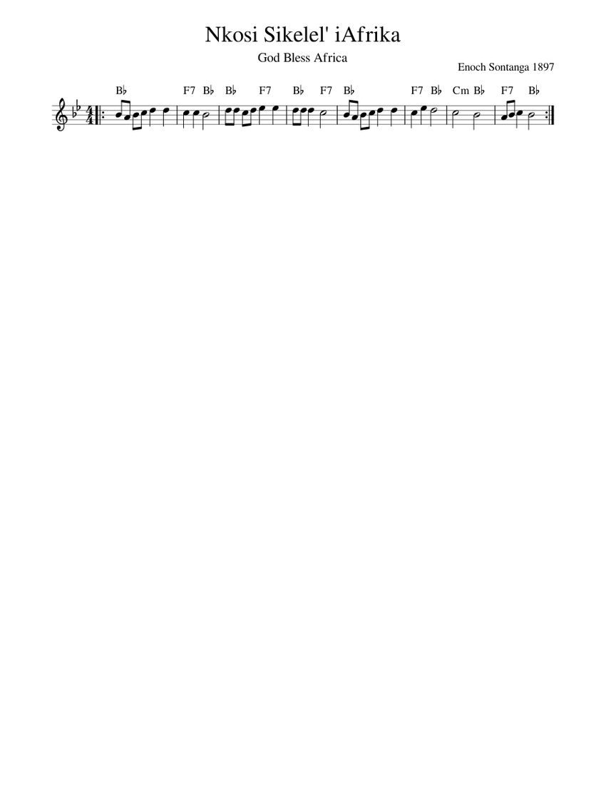 Enoch Sontanga - Nkosi Sikelel' iAfrika Sheet music for Piano (Solo ...