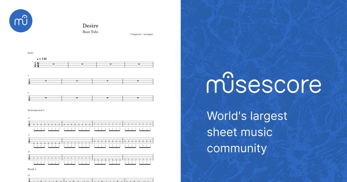 Desire - Bass Tabs Sheet Music for Bass guitar (Solo) | MuseScore.com
