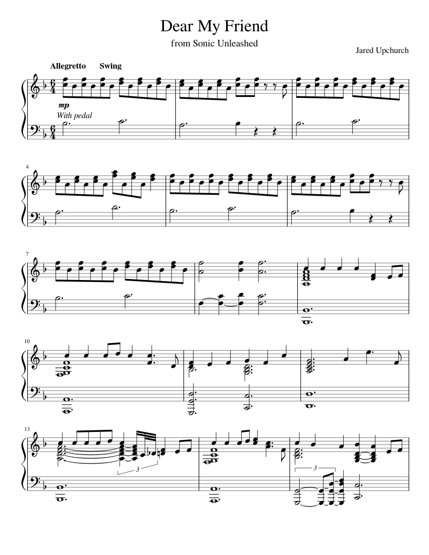 Dear My Friend Piano Sheet Music for Piano (Piano Duo) | MuseScore.com