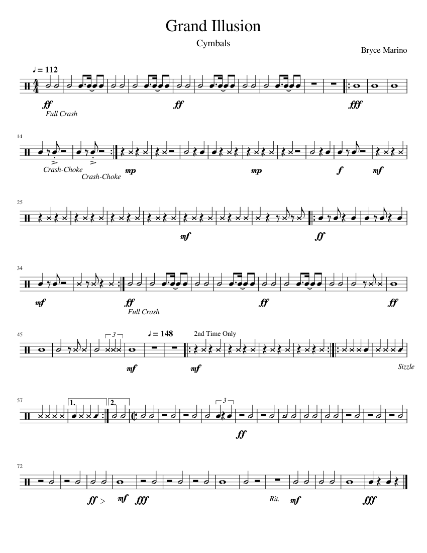 Grand Illusion Cymbals Sheet music for Crash (Solo) | Musescore.com