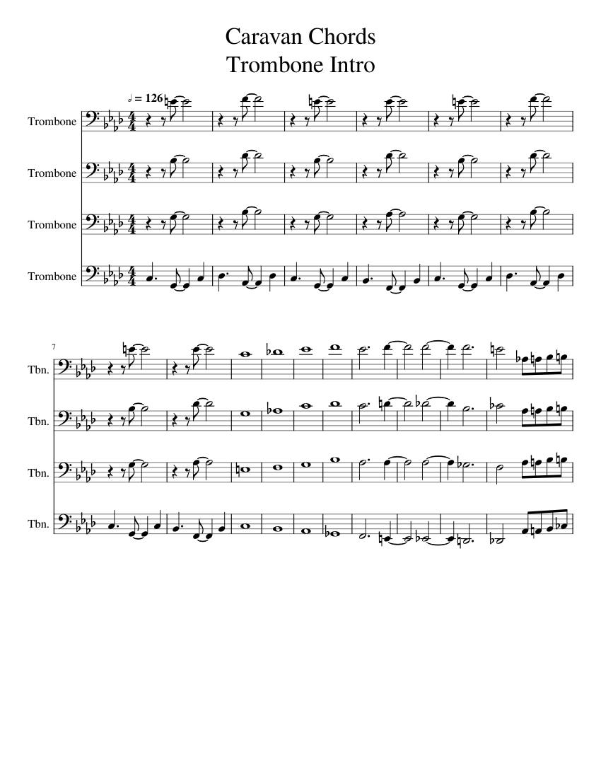 Caravan : Beginning Trombone Chords Sheet Music for Trombone (Mixed ...