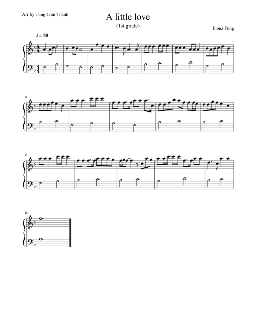 A little love Fiona Fung TTT Sheet Music for Piano (General Handbell ...
