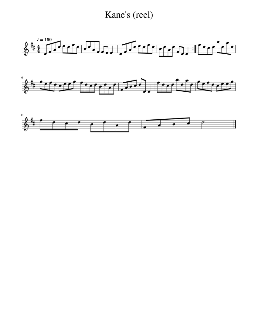 Kane's (reel) Sheet music for Piano (Solo) | Musescore.com