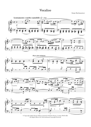 Rachmaninoff - Vocalise Op. 34 No. 14 Sheet Music for Piano, Violin ...