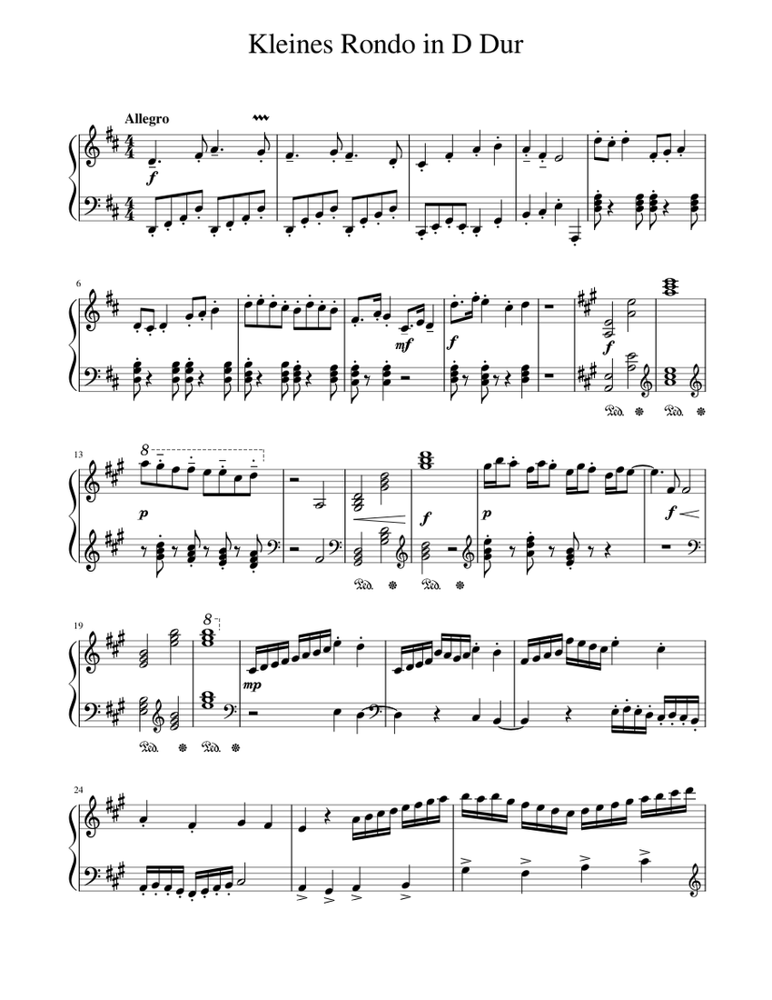Kleines Rondo in D Dur; Small Rondo in D Major Sheet music for Piano ...