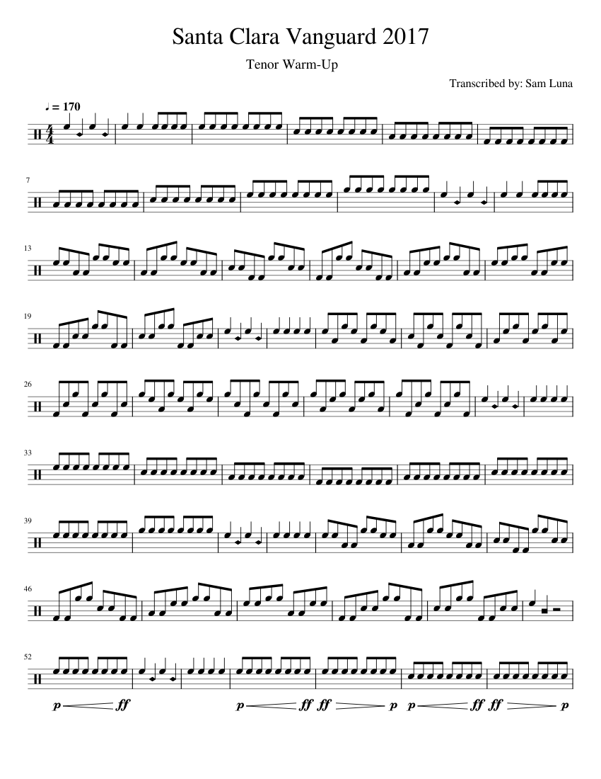 Santa Clara Vanguard 2017 Updated 7-25-20 Sheet music for Tenor drum ...