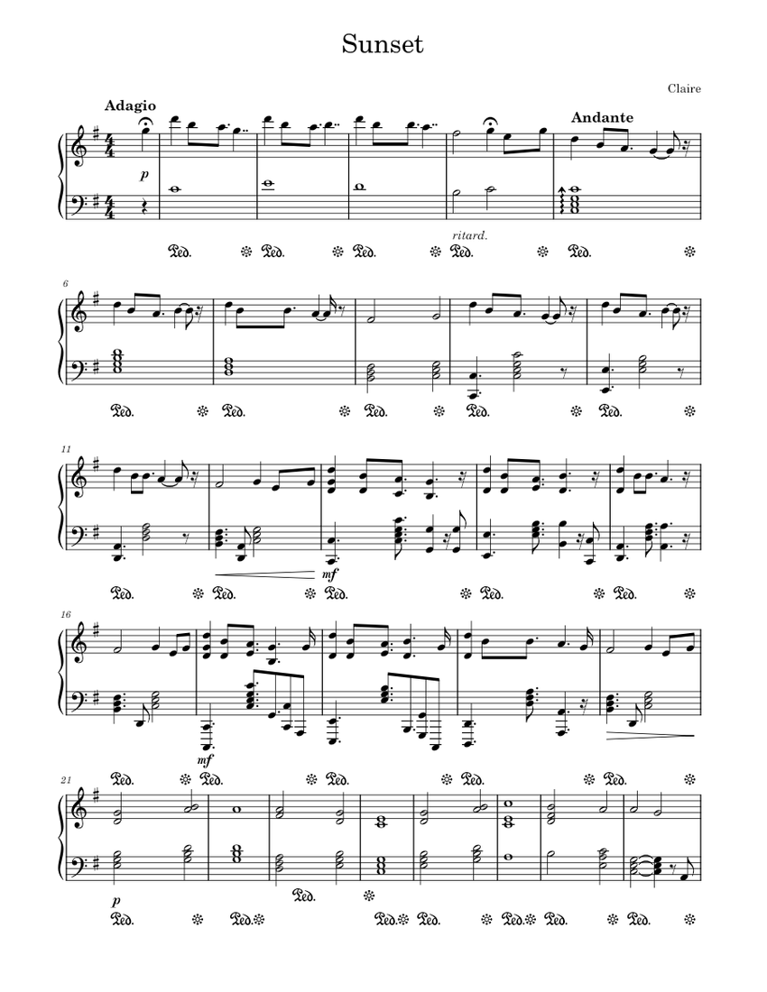Sunset Sheet music for Piano (Solo) | Musescore.com