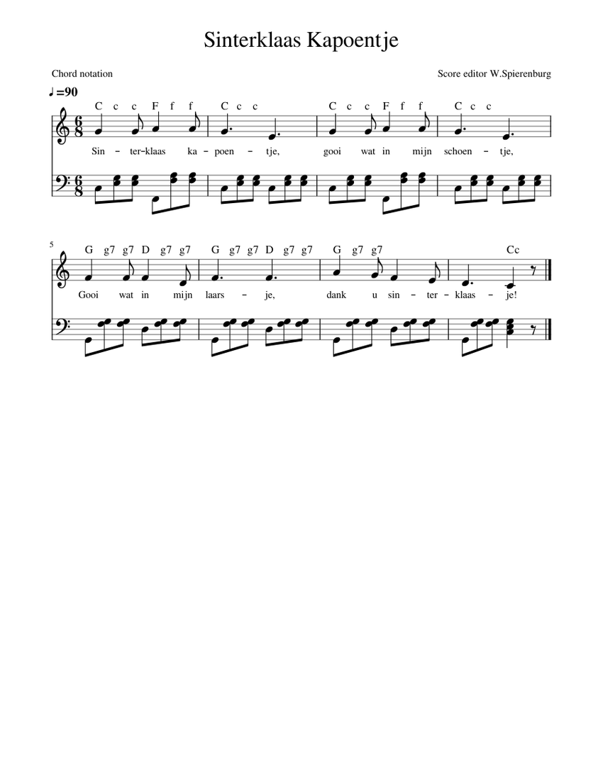 Sinterklaas kapoentje - Sinterklaas - NL Sheet Music for Piano (Piano ...