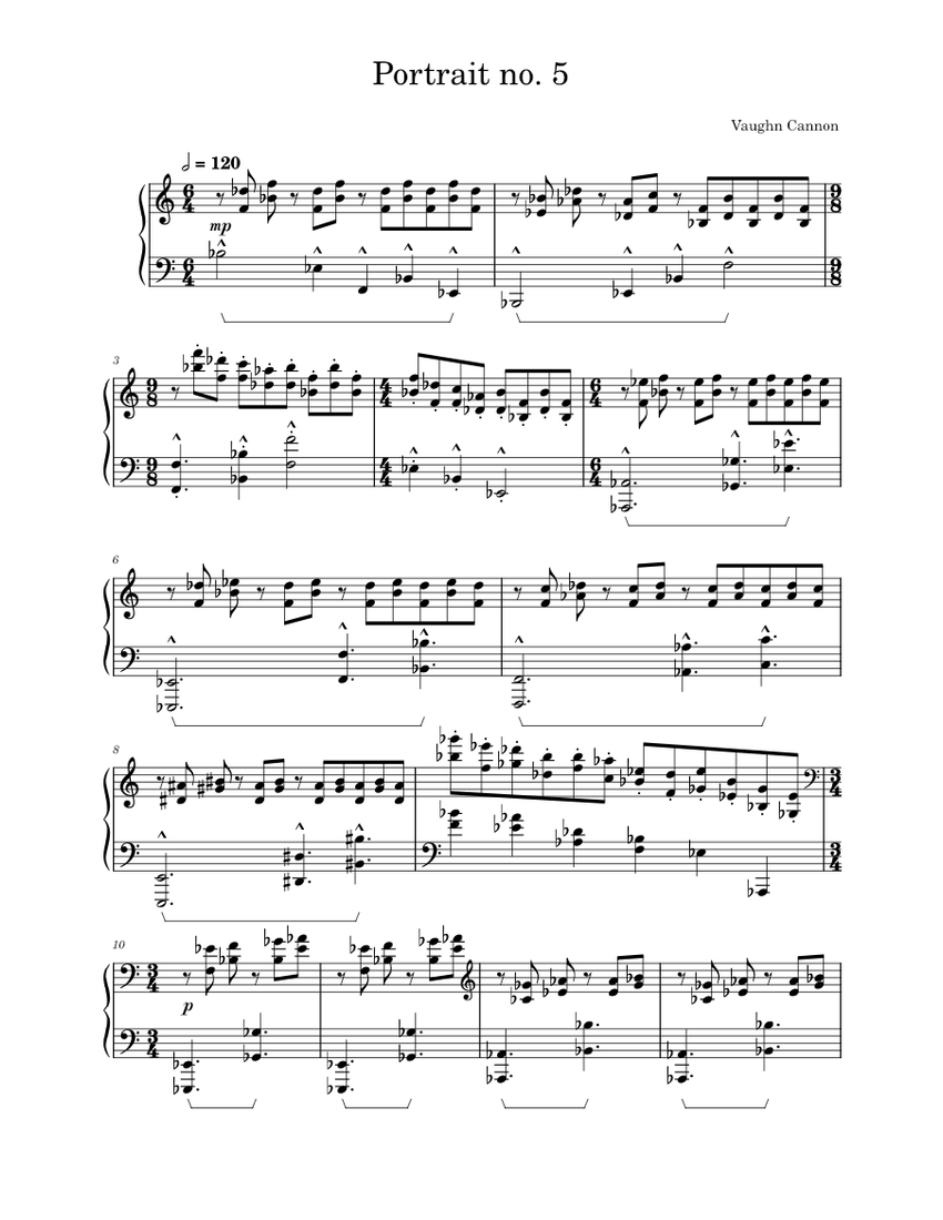 Portrait no. 5 Sheet music for Piano (Solo) | Musescore.com