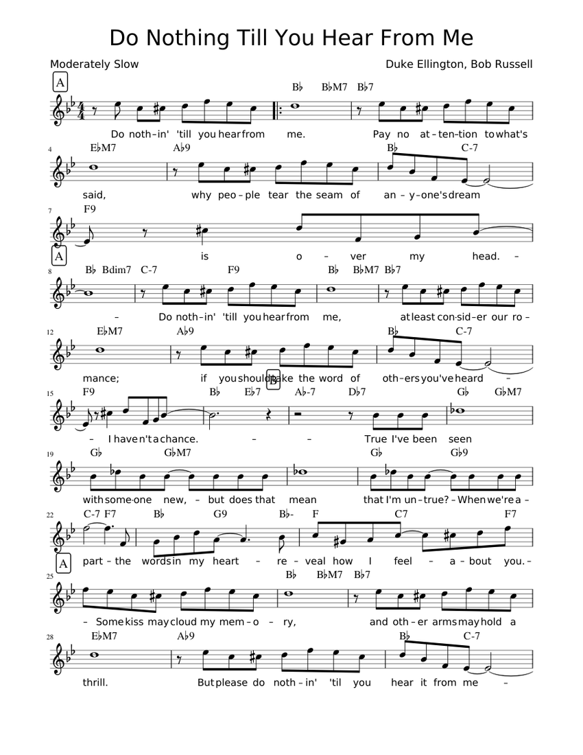 Do Nothing Till You Hear From Me Sheet Music with Chords for Piano ...