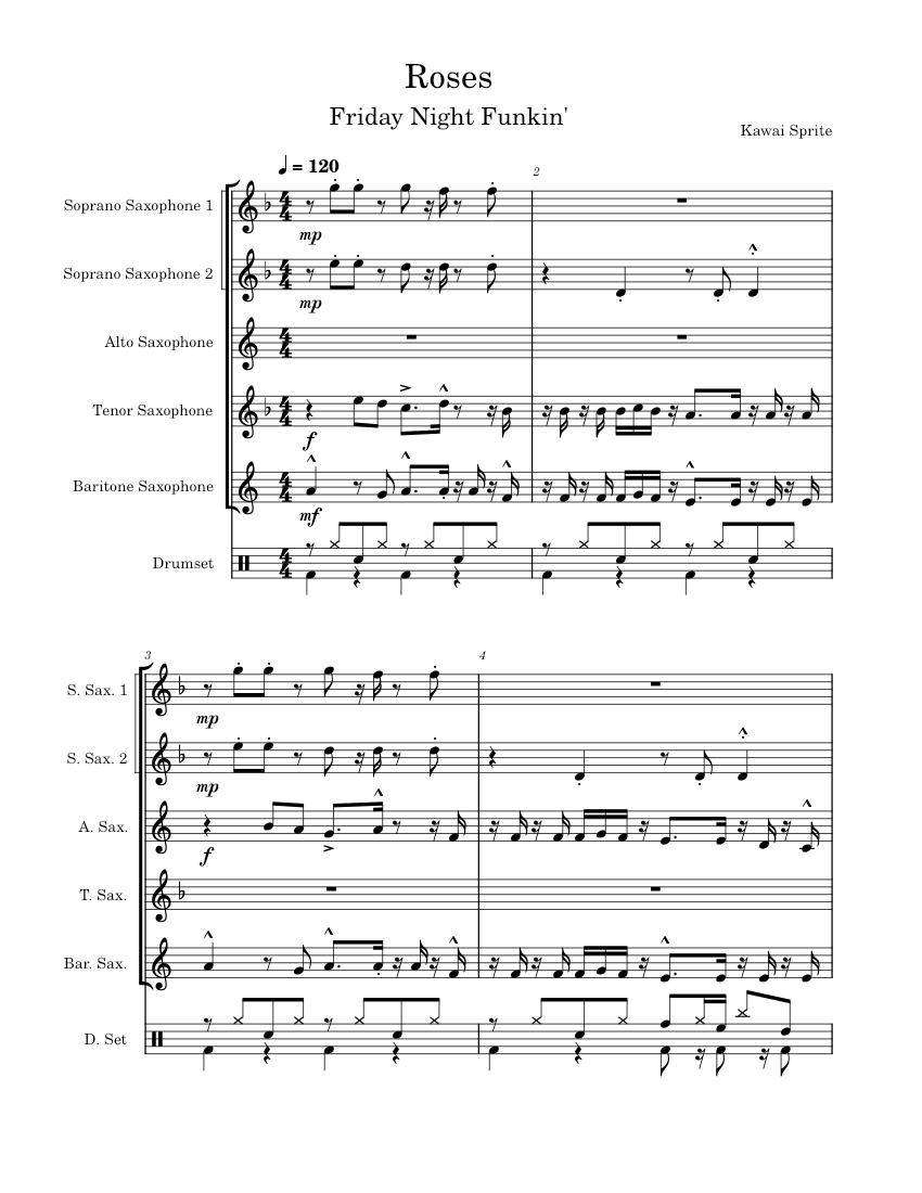 Roses - Friday Night Funkin' OST – Kawai Sprite Sheet Music for ...