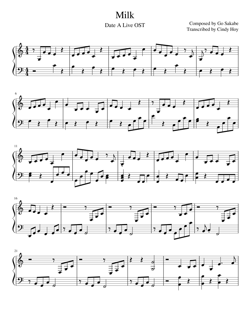 Milk Sheet music for Piano (Solo) Easy | Musescore.com