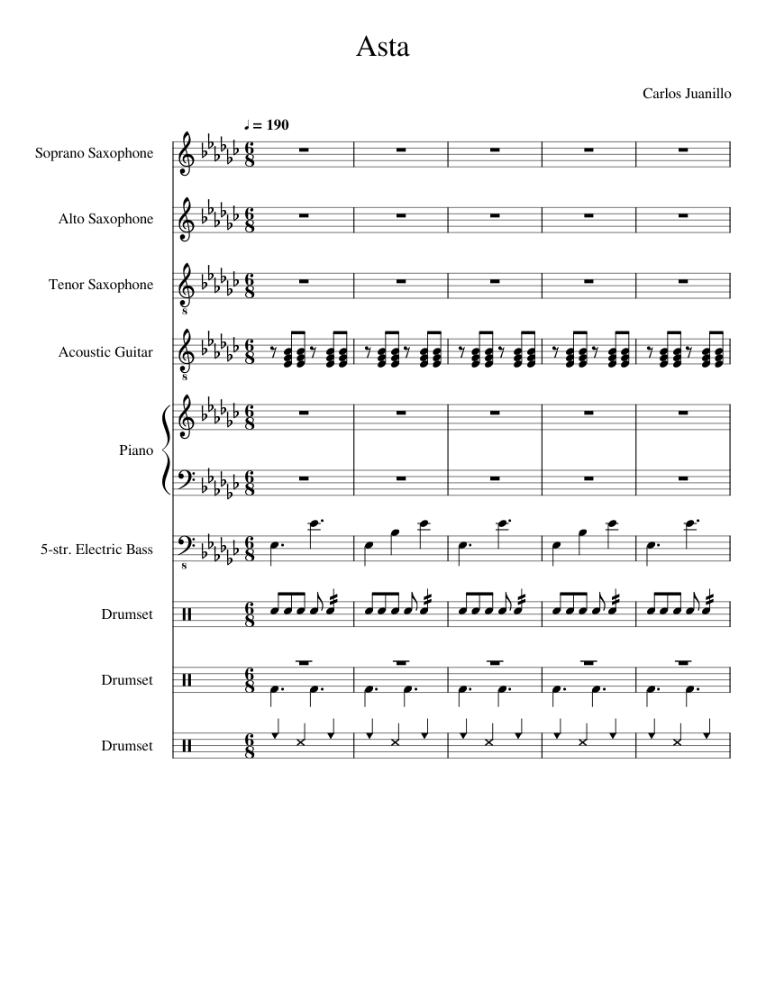 Asta Sheet music for Piano, Saxophone alto, Saxophone tenor, Guitar ...