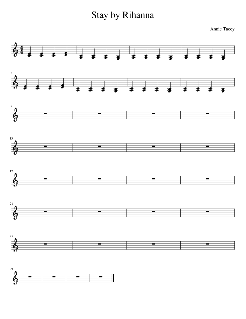 Stay Choir assignment Sheet music for Piano (Piano Duo) Easy ...