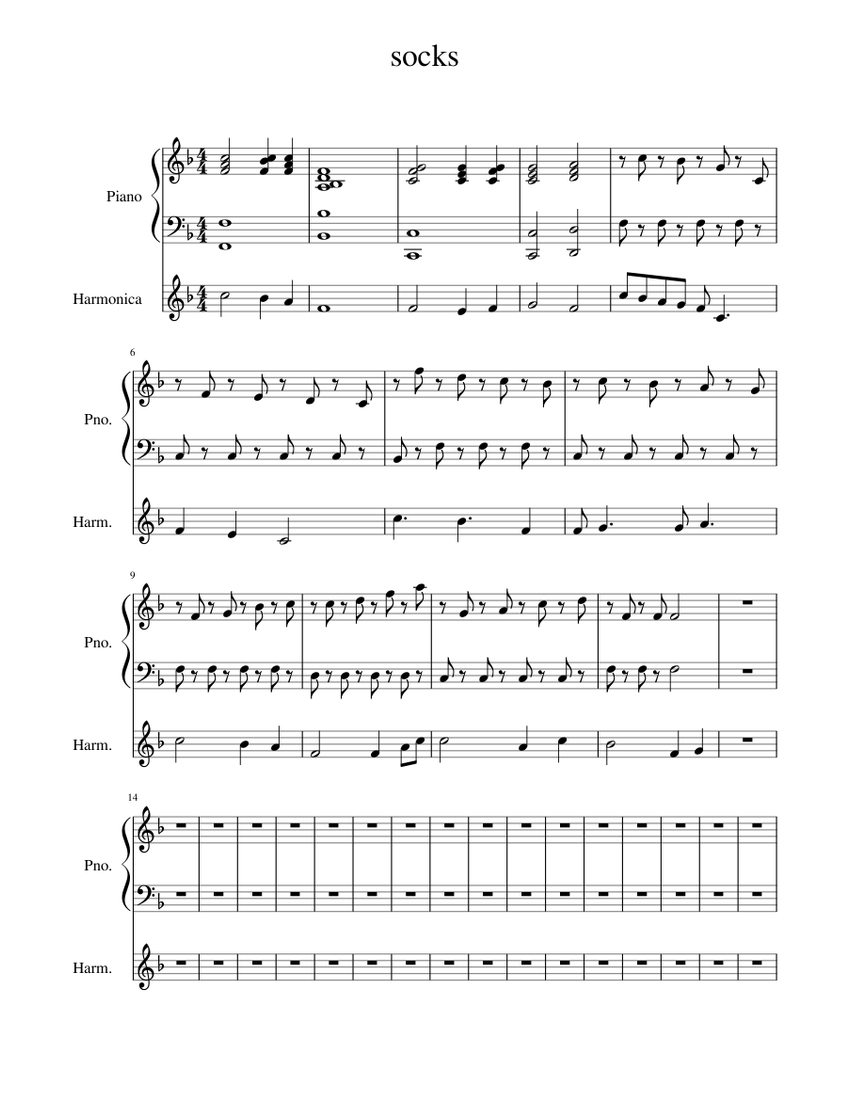 socks Sheet music for Piano, Harmonica (Solo) | Musescore.com