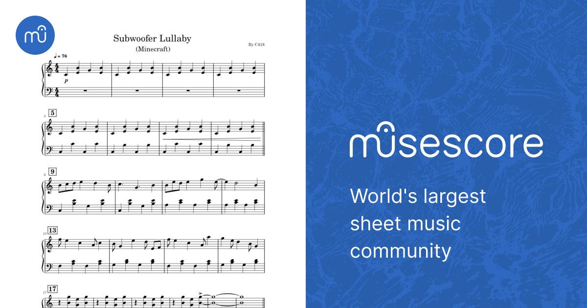 Subwoofer Lullaby (from Minecraft) – C418 Sheet Music for Piano (Solo ...