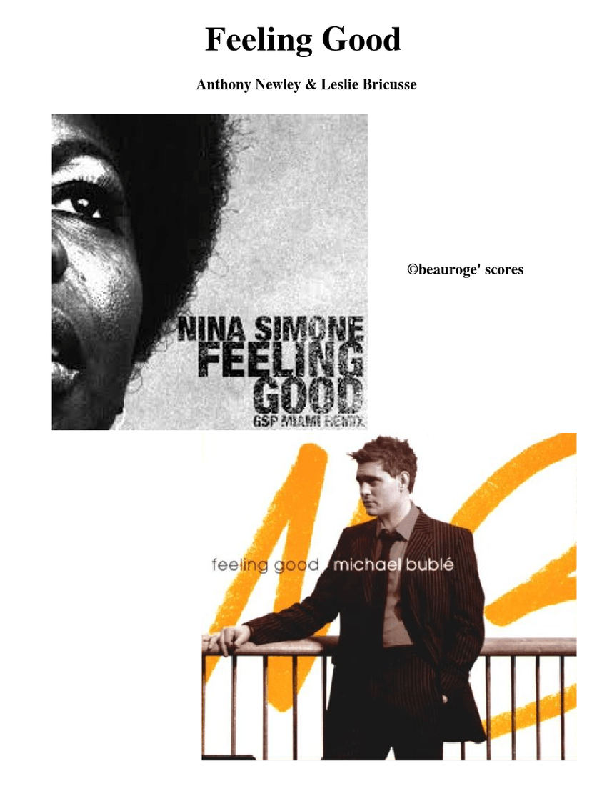 Feeling Good Sheet Music for Piano, Vocals, Trombone bass, Saxophone ...