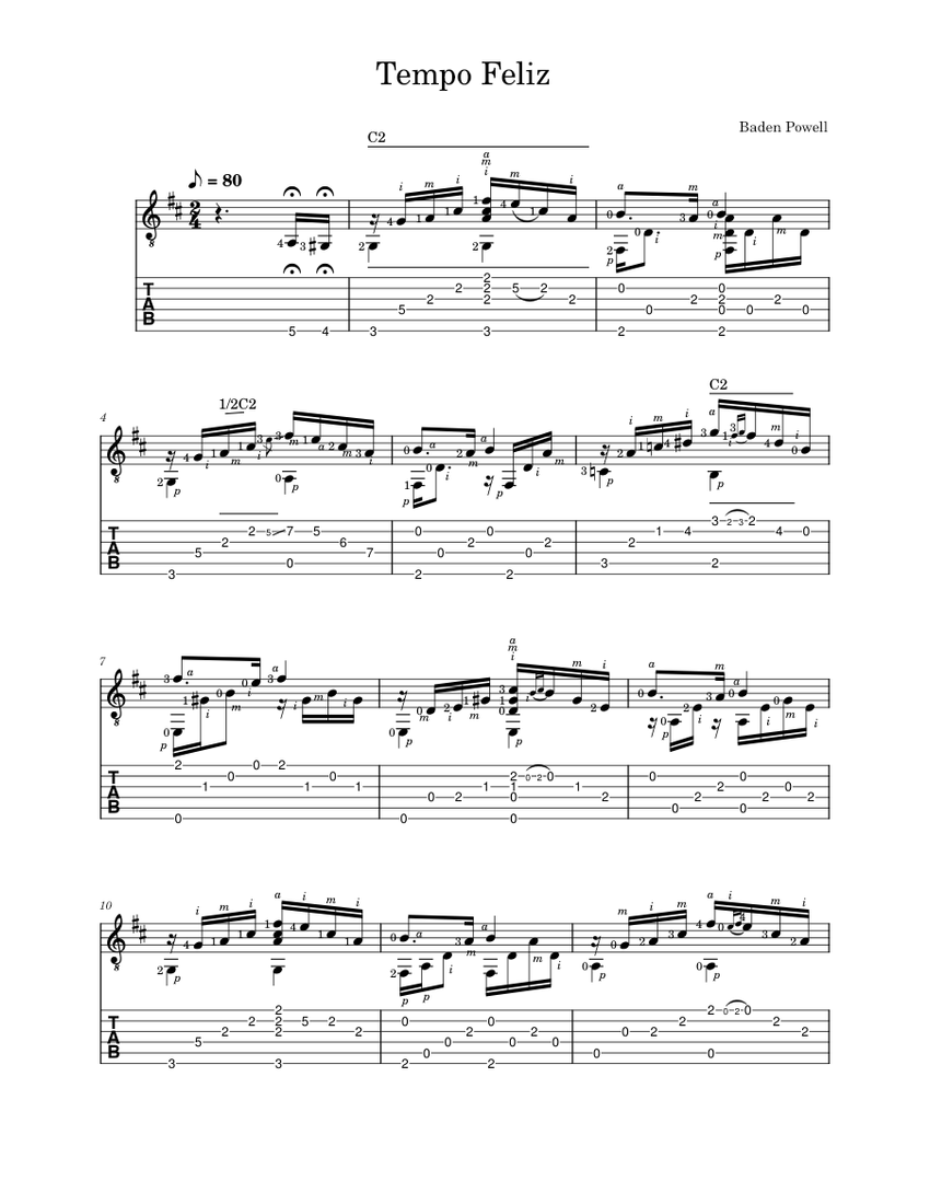 Tempo Feliz Sheet music for Guitar (Solo) | Musescore.com