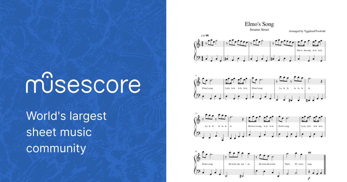 Elmo's Song from Sesame Street for Piano Sheet Music for Piano (Solo ...