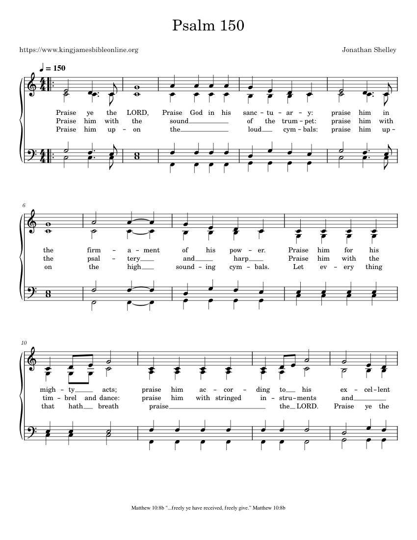 Psalm 150 Sheet Music for Piano (SATB) easy | MuseScore.com