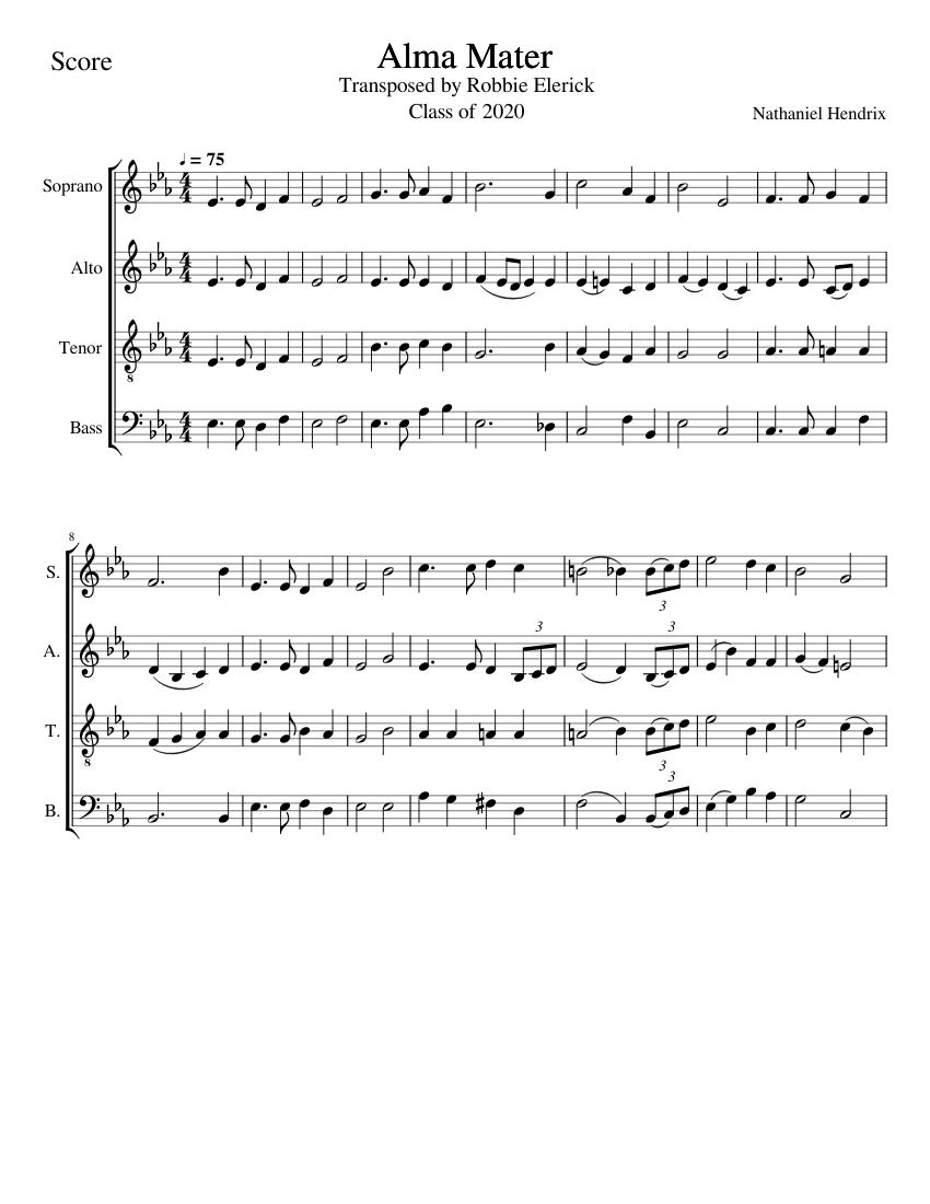 Alma Mater Sheet music for Soprano, Alto, Tenor, Bass voice (Choral) | Musescore.com