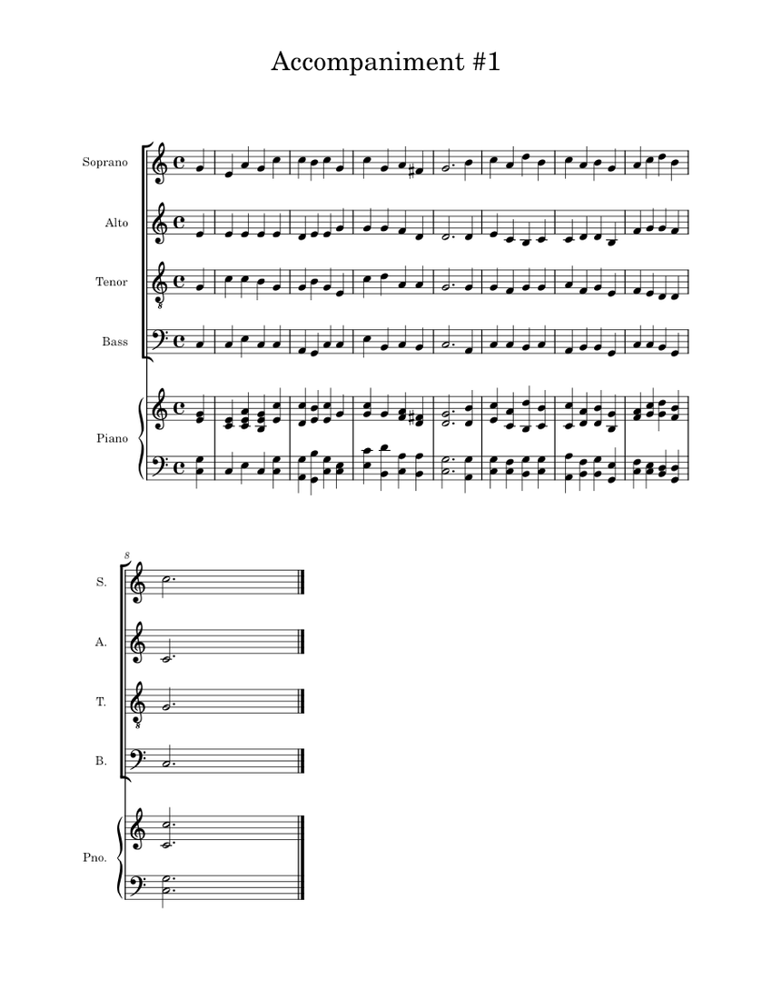 Accompaniment #1 Sheet music for Piano, Soprano, Alto, Tenor & more ...