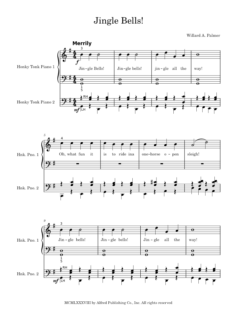 Jingle Bells! Sheet Music for Piano (Piano Duo) | MuseScore.com