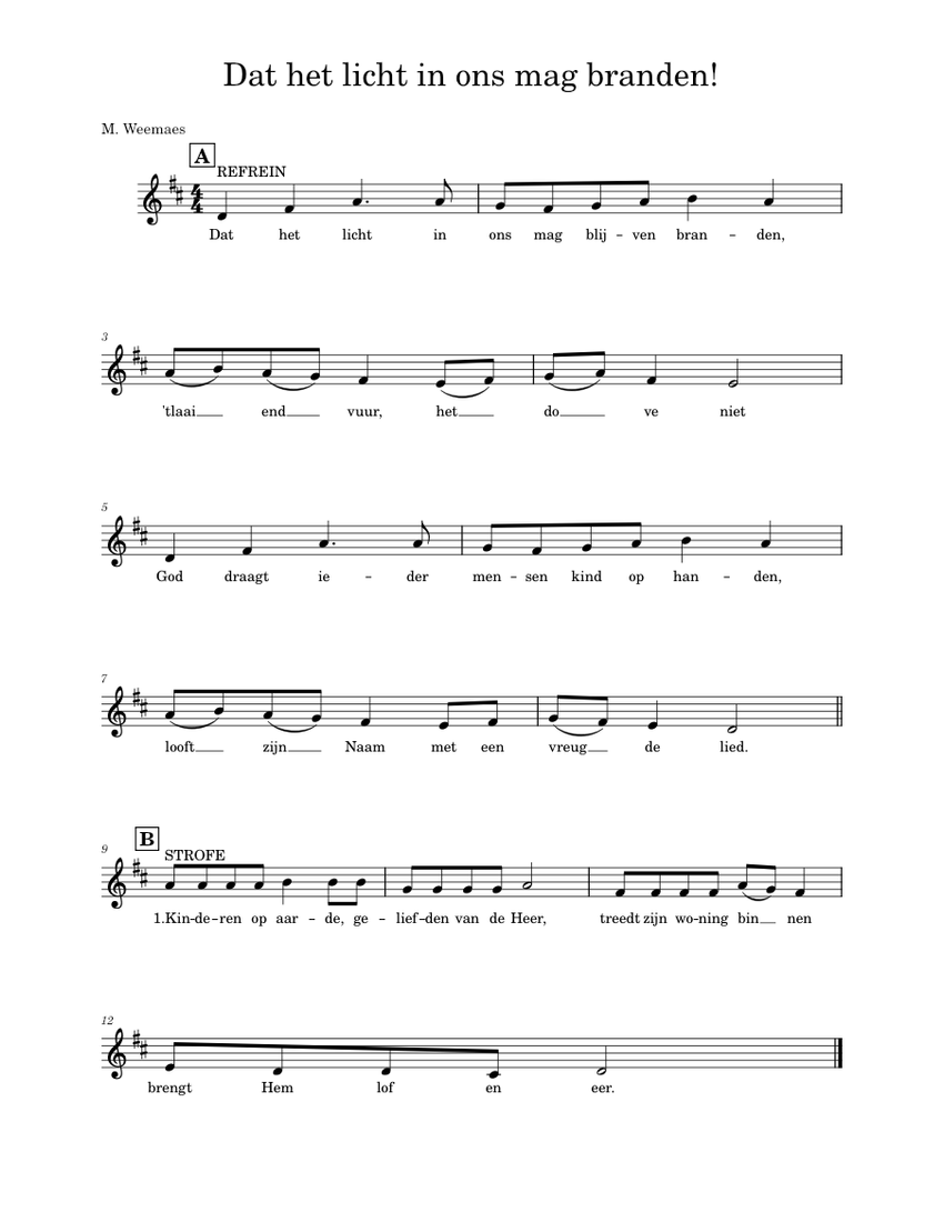 Dat het licht in ons mag branden ! Sheet music for Piano (Women’s Choir ...