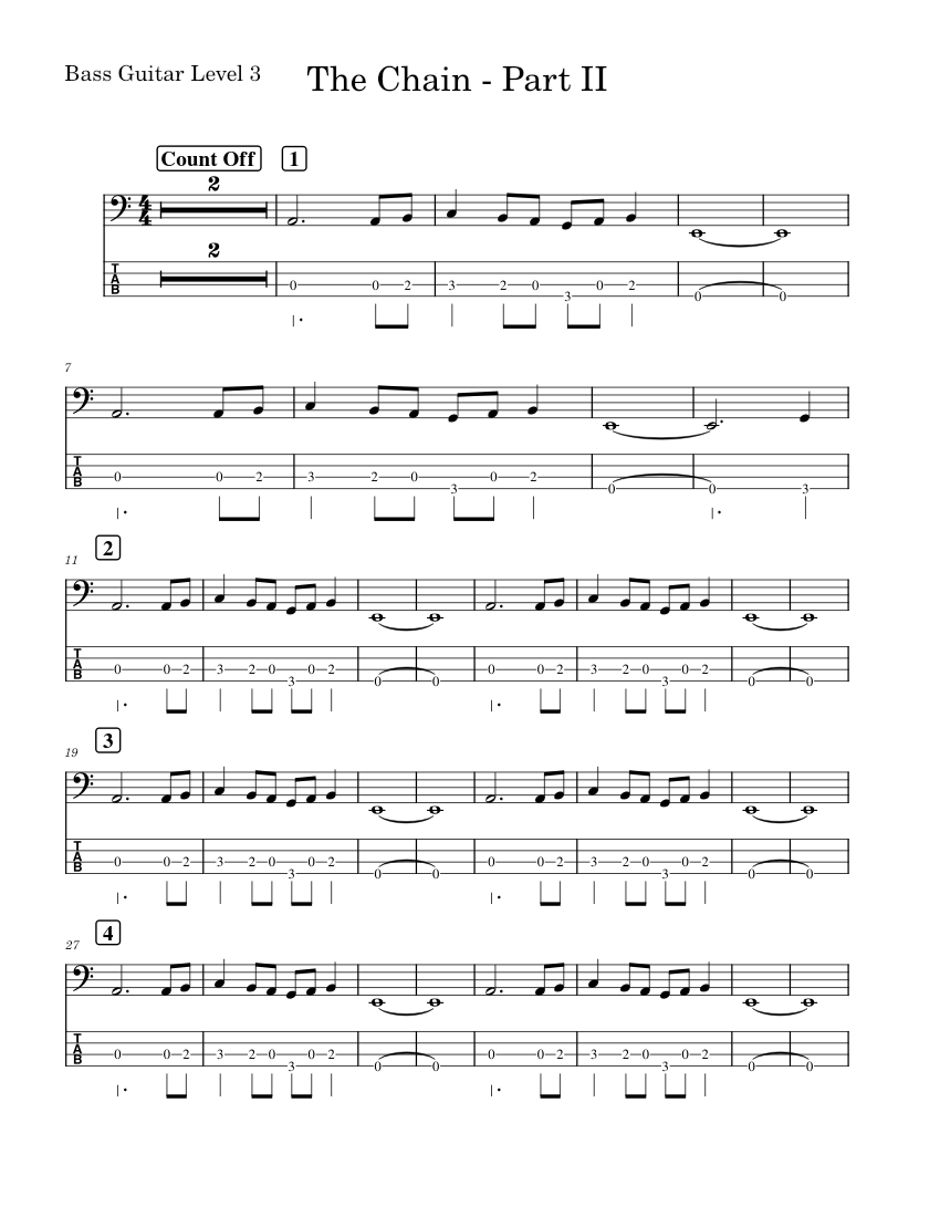 The Chain Part II-Bass_Guitar_Level_3 Sheet music for Bass guitar (Solo ...