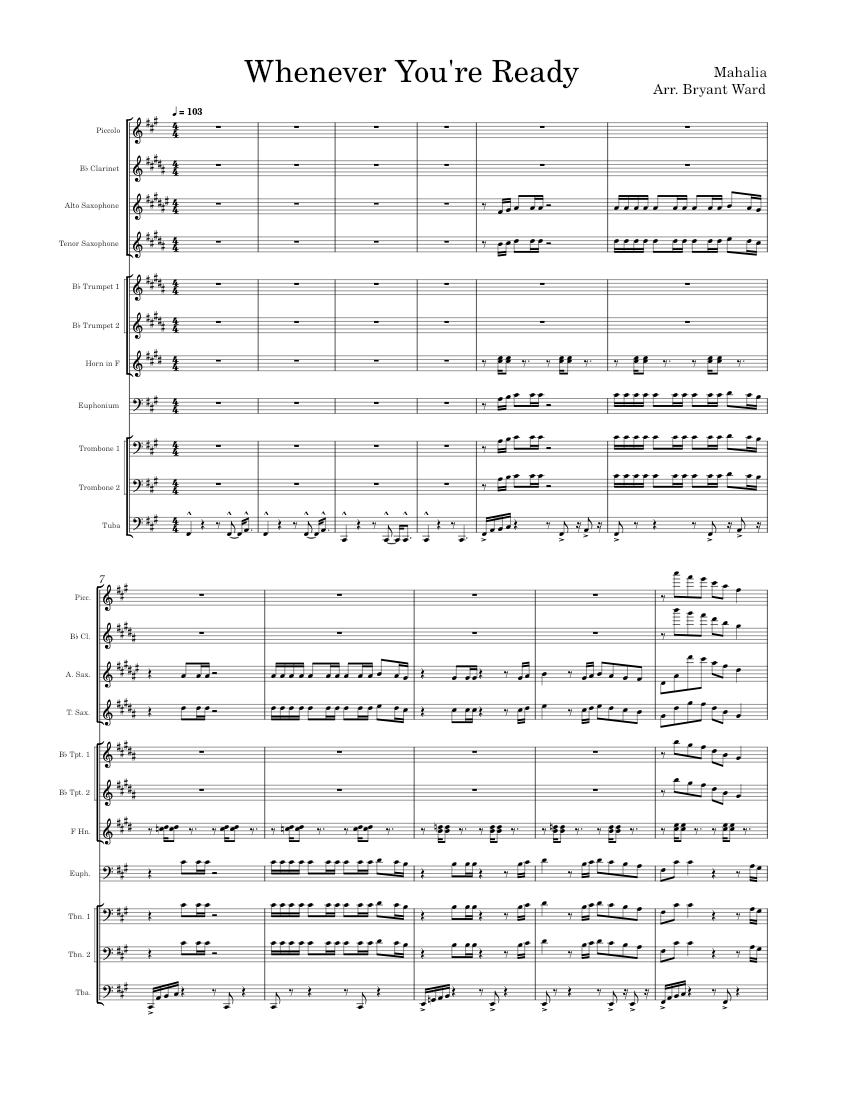 Whenever You're Ready - Mahalia Sheet Music for Trombone, Euphonium ...