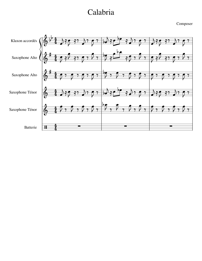 Calabria 2008 – Enur Sheet Music for Accordion, Saxophone alto ...