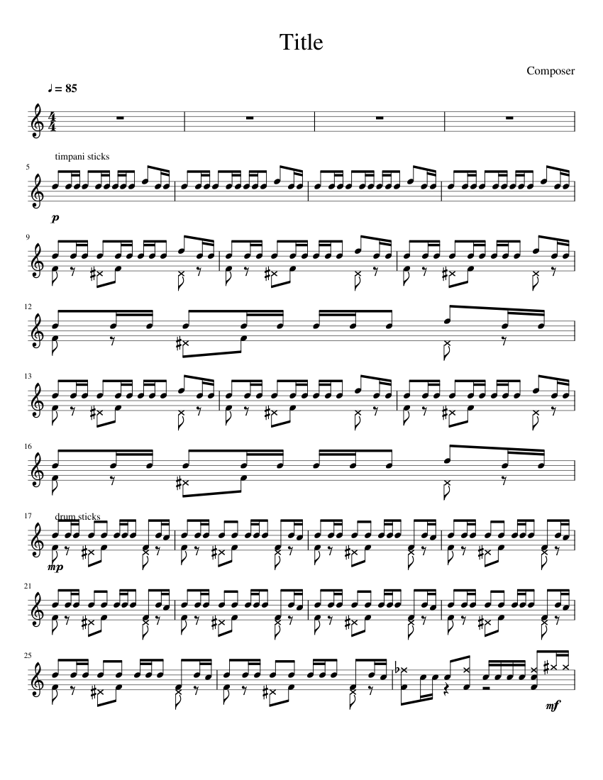 drumset test Sheet music for Drum group (Solo) | Musescore.com