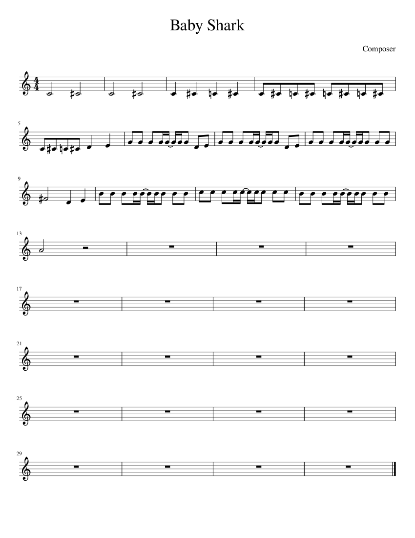 Baby shark Sheet music for Piano (Solo) Easy | Musescore.com