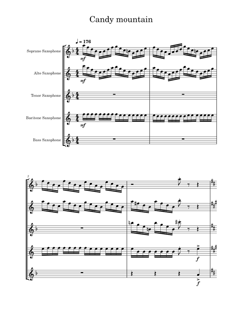 Candy Mountain – Jun Ishikawa for sax quintet Sheet music for Saxophone ...