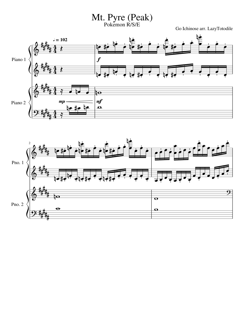 Mt. Pyre (Peak) Sheet Music for Piano (Piano Duo) | MuseScore.com