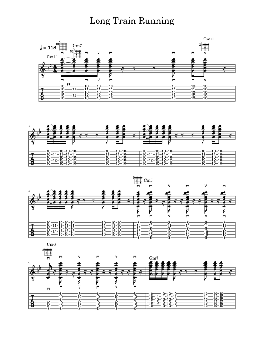 Long Train Running Sheet Music and Tab with Chords for Guitar (Solo ...