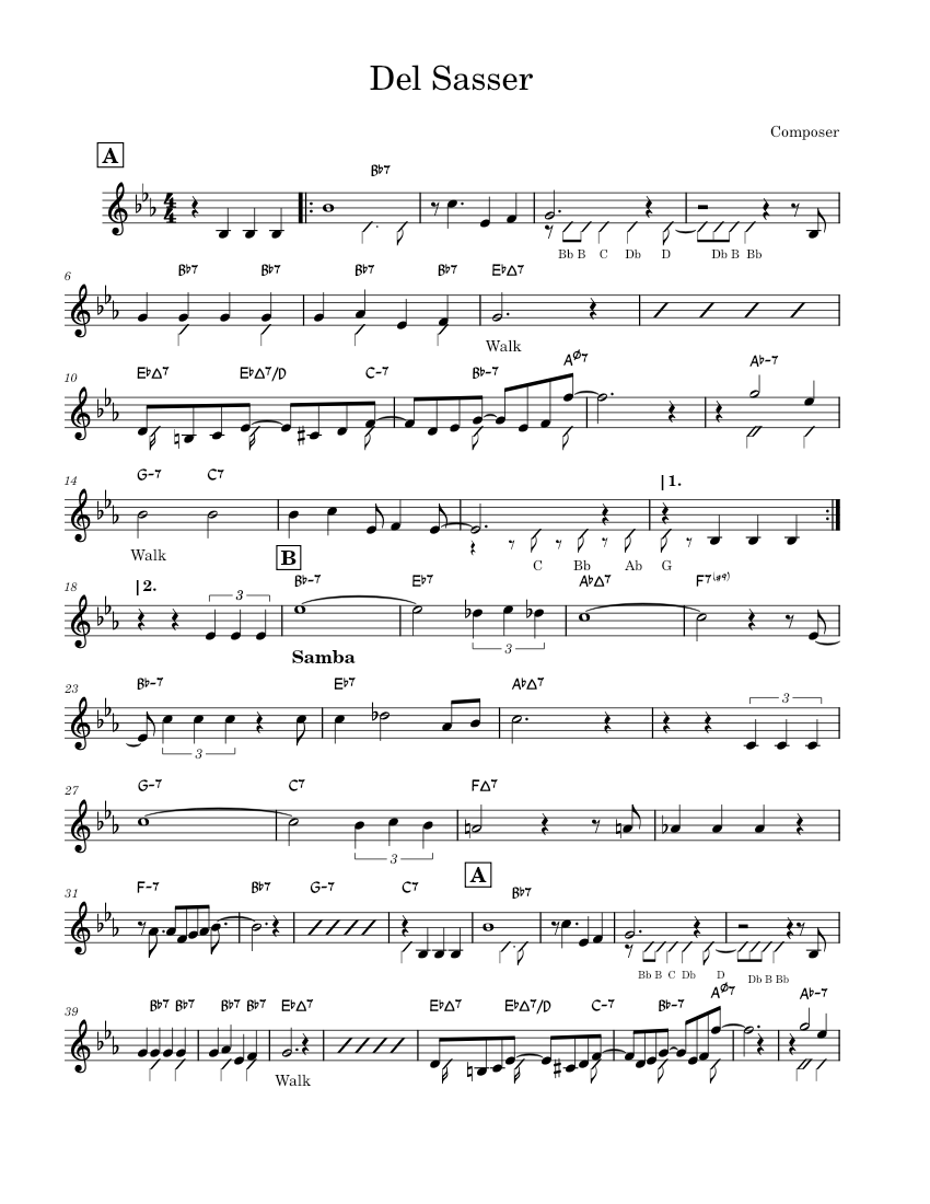 Del Sasser – sam jones Del Sasser Sheet music for Piano (Solo ...