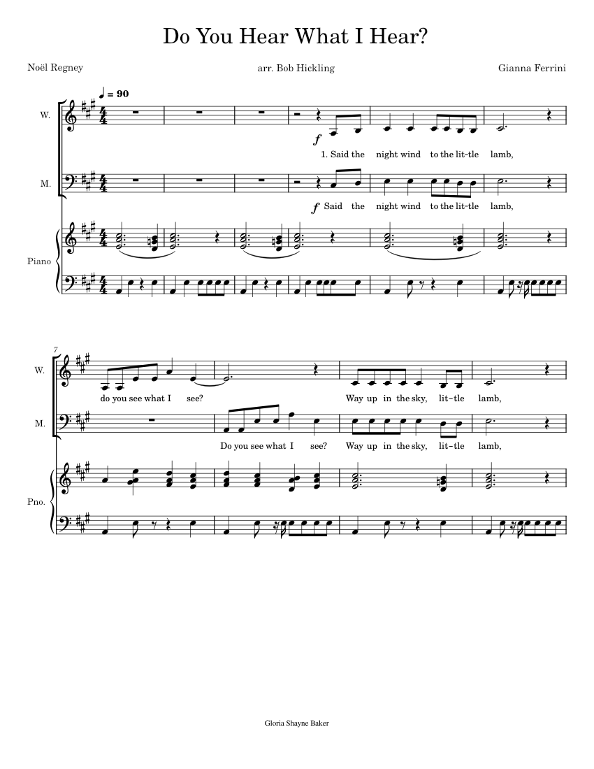 Do you hear what i hear – Misc Christmas Sheet Music for Piano, Female ...