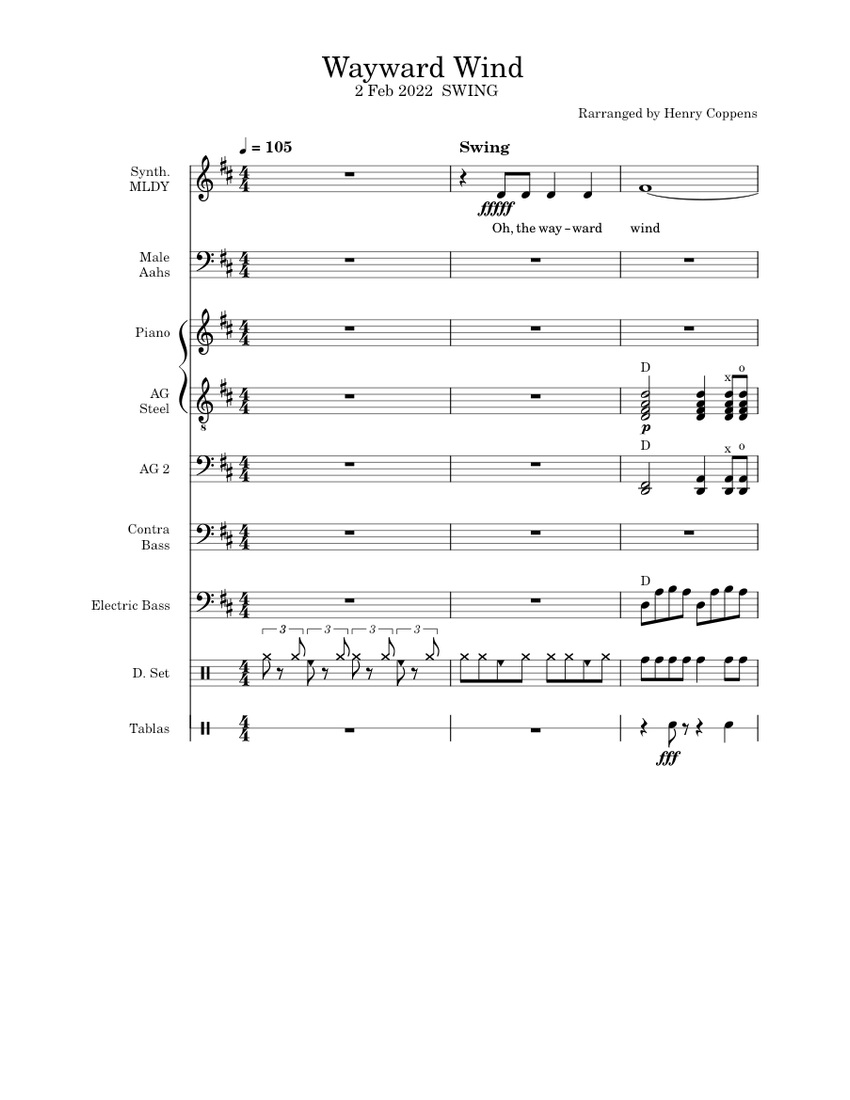 The Wayward Wind – Gogi Grant, Patsy Cline, Tex Ritter Sheet Music for ...