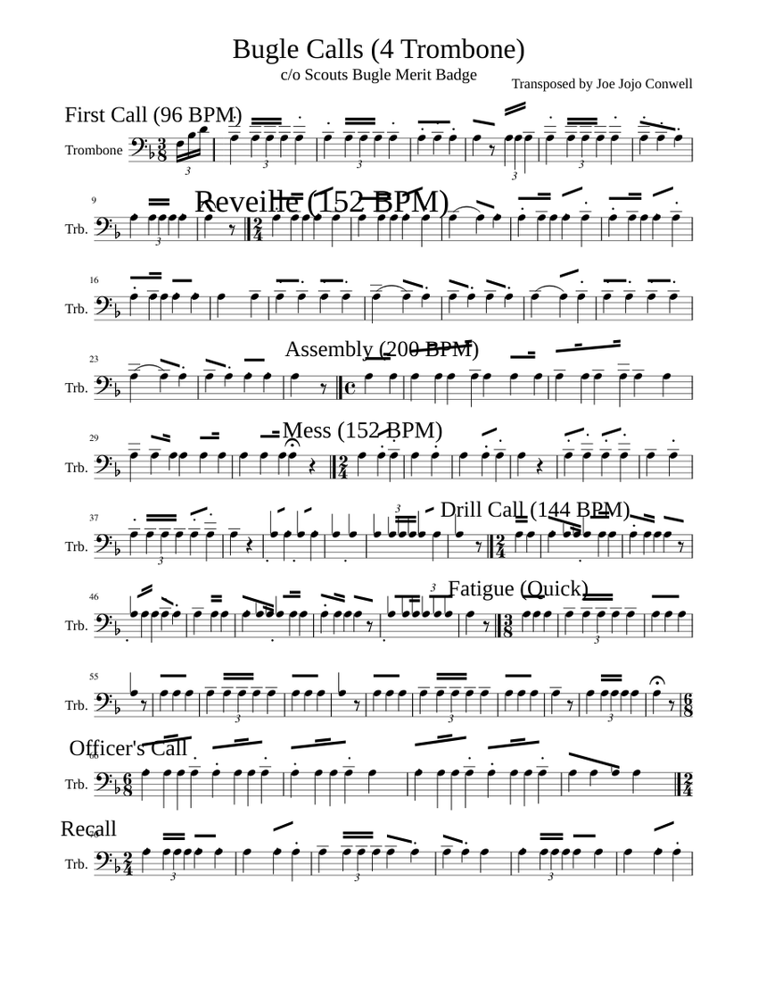 Bugle Calls 4 Trombone v2 Sheet Music for Trombone (Solo) | MuseScore.com
