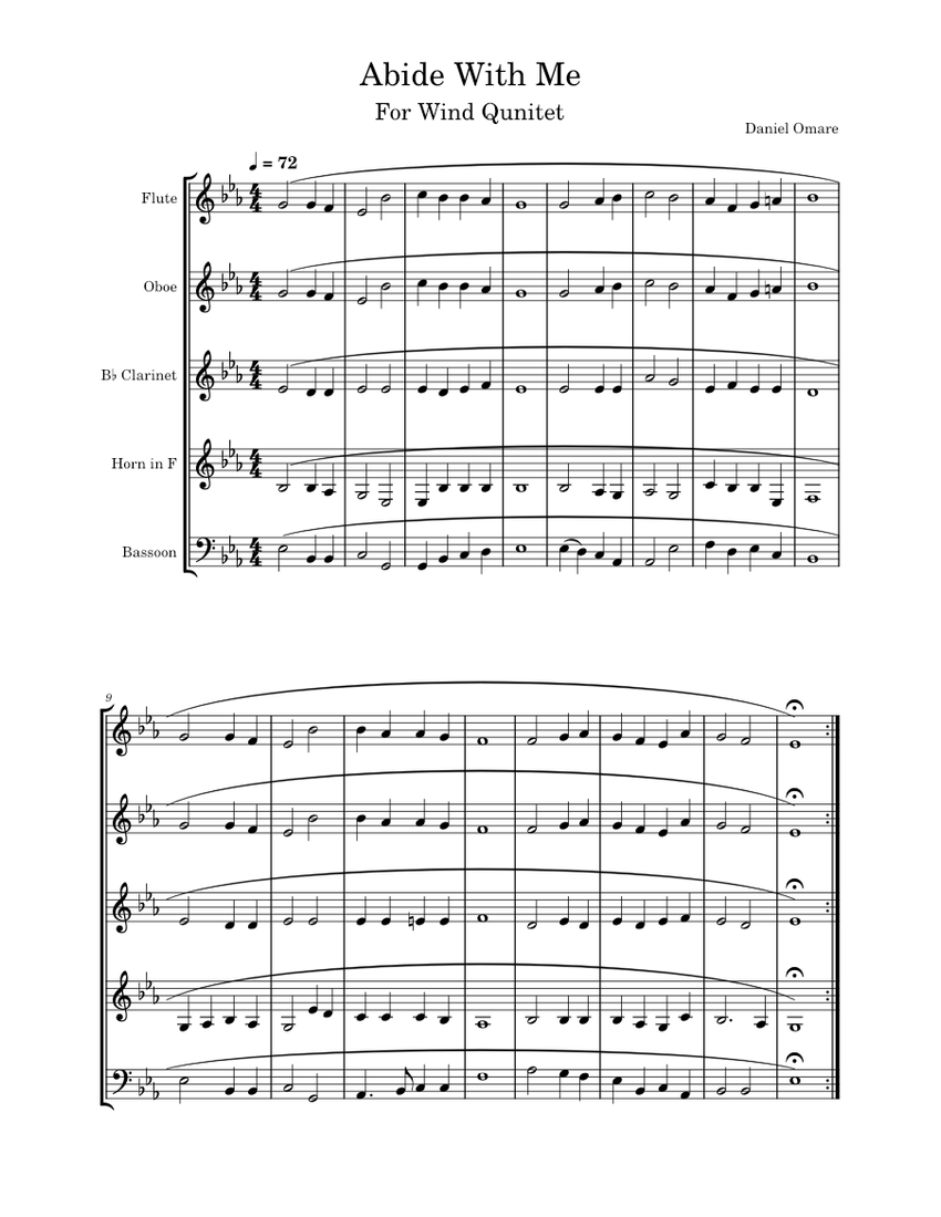 Abide with me – William Henry Monk Sheet music for Flute, Oboe ...