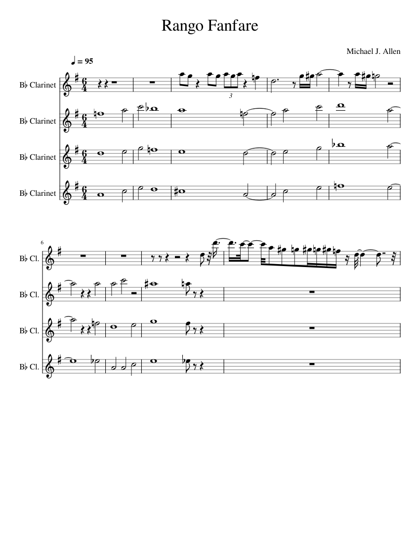 Rango Fanfare Sheet music for Clarinet in b-flat (Woodwind Quartet ...