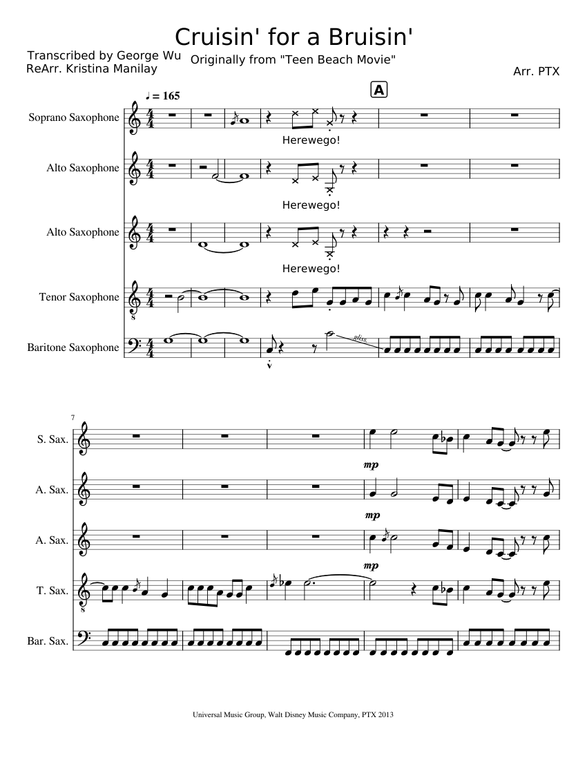 Cruisin' for a Bruisin' Sheet music for Saxophone alto, Saxophone tenor ...