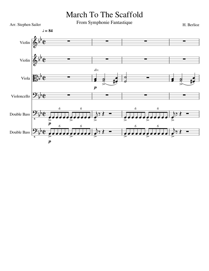 March To The Scaffold Sheet Music for Contrabass, Violin, Viola, Cello ...