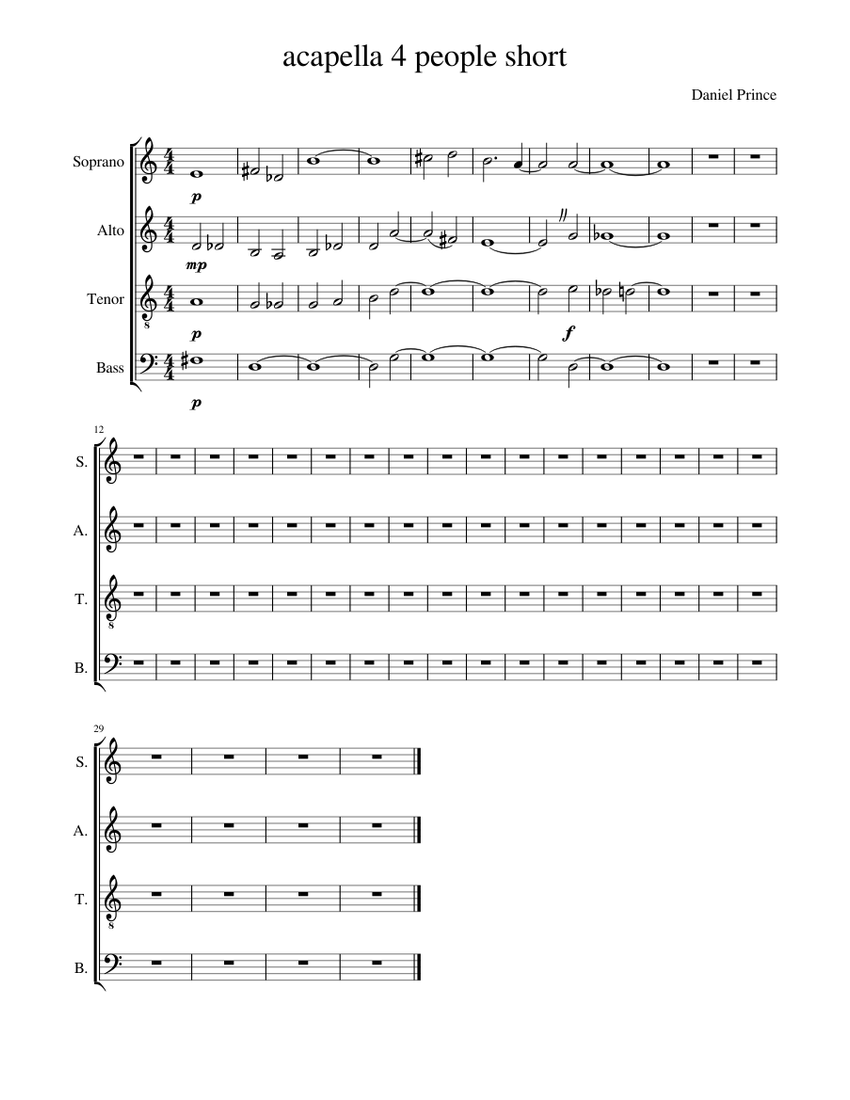 Acapella 4 people short Sheet music for Soprano, Alto, Tenor, Bass ...