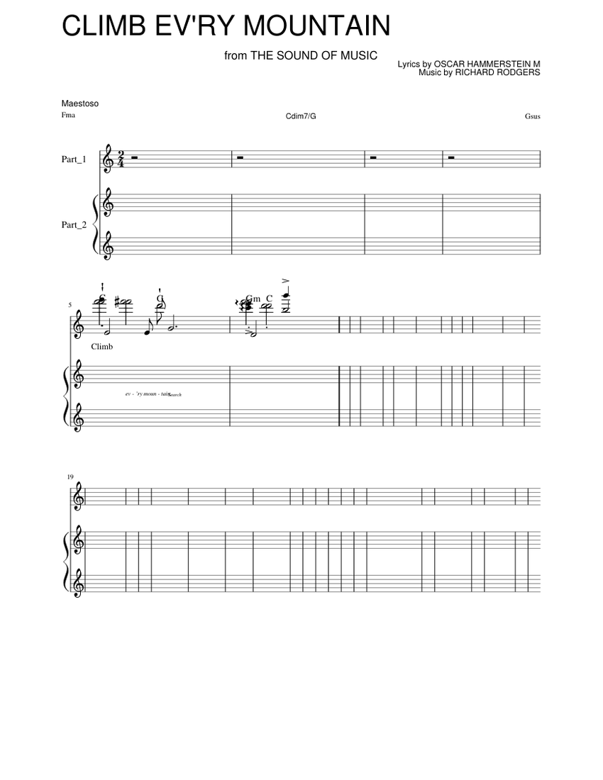 Climb Every Mountain Sheet Music with Chords for Vocals (Solo ...