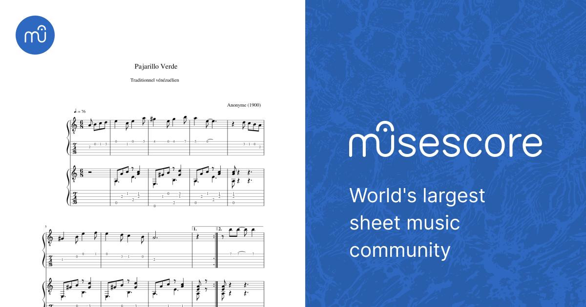 Pajarillo Verde - Anonyme (1900) - Duo - Tablature Sheet Music for ...