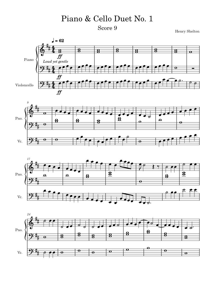 Piano & Cello Duet No. 1 Sheet Music for Piano, Cello (Mixed Duet) | MuseScore.com