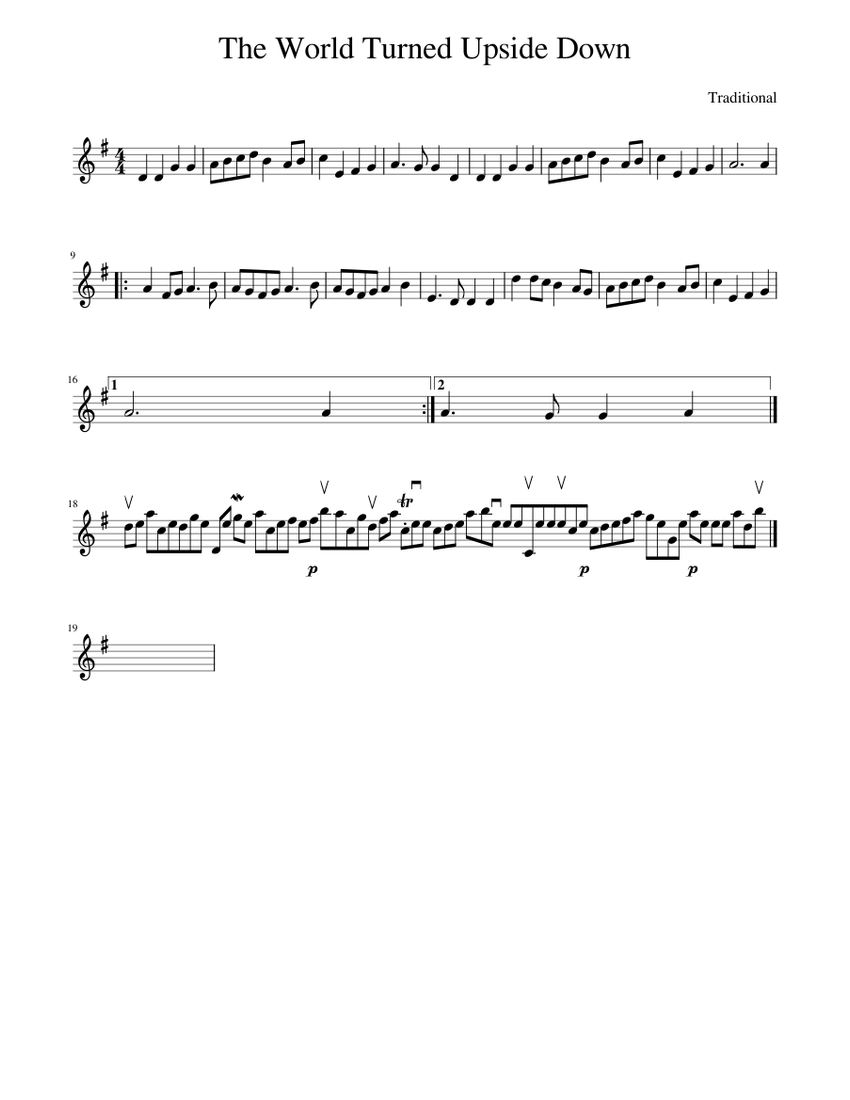 Traditional music - The World Turned Upside Down Sheet music for Piano ...